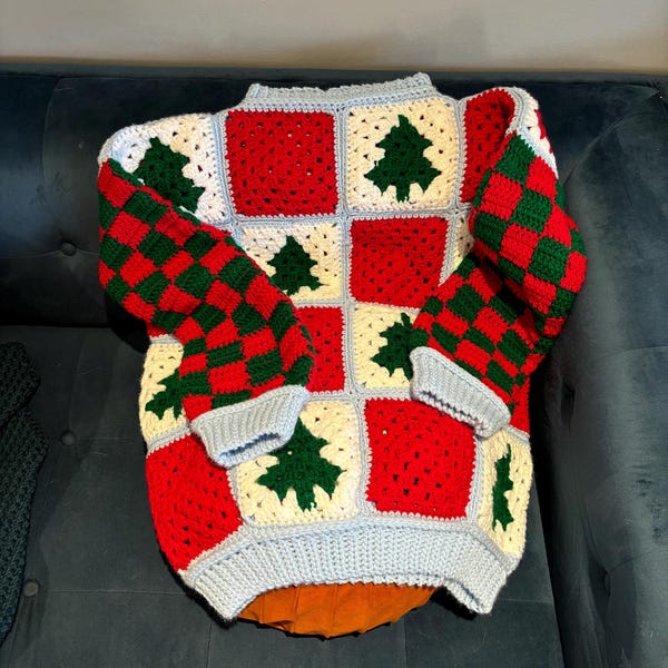 Christmas Crochet Cardigan Pattern: PDF Crochet Cardigan Pattern, Holiday Sweater, Size ...