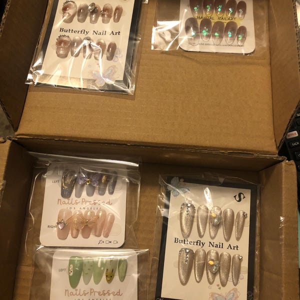 5 Sets Press on Nails Mystery Box Nails Surprise Box Press on Nails ...