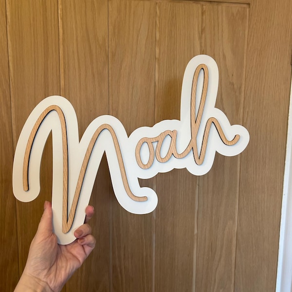 Wooden Layered Name Sign - Etsy UK