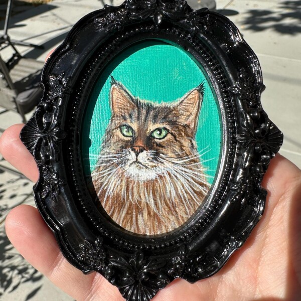 Black Cat 2x 2 Original Miniature Acrylic Painting on Canvas With or ...