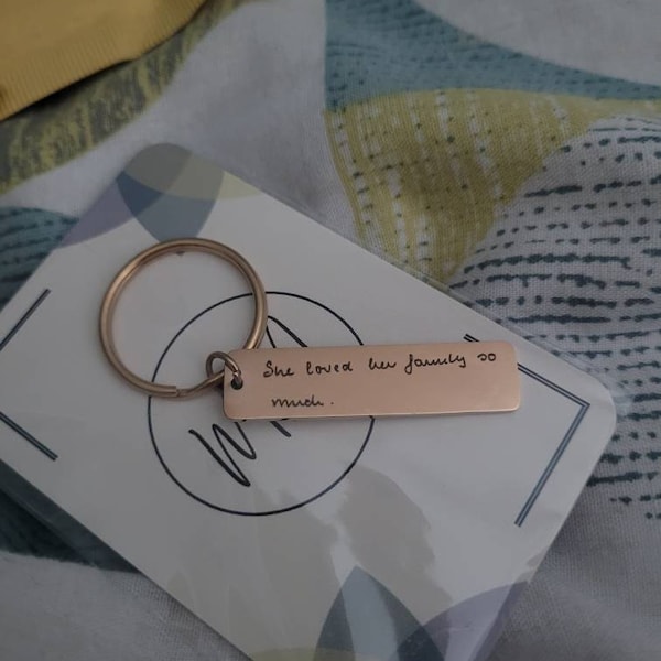 Personalised Actual Handwriting Keyring, Custom Engraved Message ...