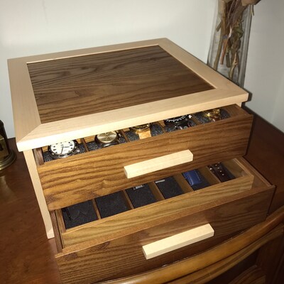 Custom Shaker Style Jewelry Box With Necklace Hooks, 4-drawer Jewelry ...