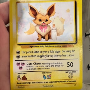 Pokemon Pregnancy Card Pikachu and Charmander Design Custom Pokemon ...