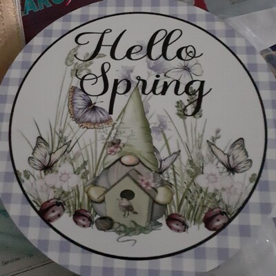Hello Spring Gnome Sign, Gnome Sign, Gnome Decor, Spring Sign, Metal ...