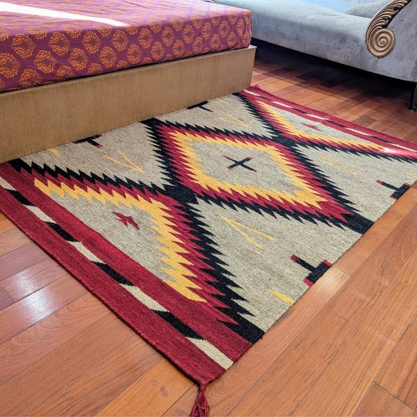 Afghan Maimana Kilim Rug 3x2 Ft, Handmade Wool Area Rug, Flatweave ...