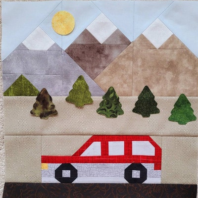 PDF Quilt Block Pattern Family Car With Tree Christmas Edition Vehicle ...