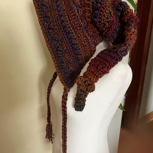 Crochet Pixie Hood Pattern - Fable Pixie Hood Crochet Pattern With Star, Moon, and Leaf Tassels ...