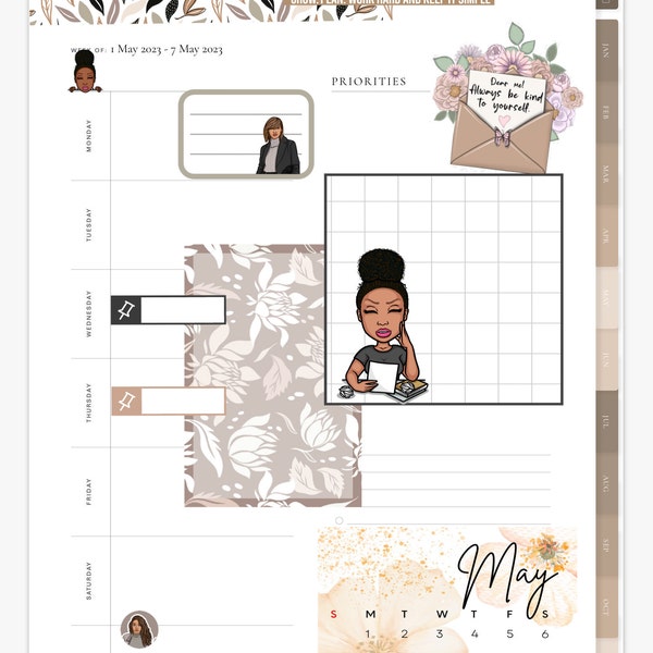 Aesthetic DIGITAL STICKERS, Digital Quote Stickers, Neutral Boho ...