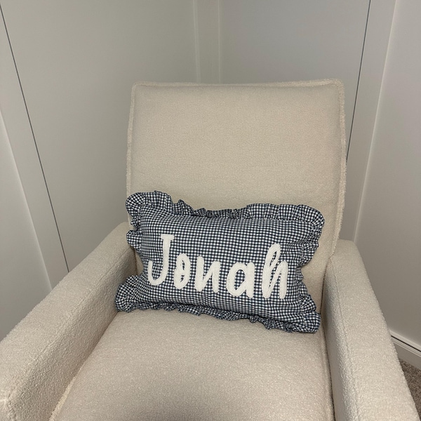 Personalized Name Pillow, Nursery Pillow, Pillow, Embroidered Punch ...