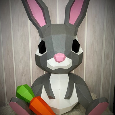 Bunny Papercraft 3D DIY Low Poly Paper Crafts Easter Rabbit Decor Model ...