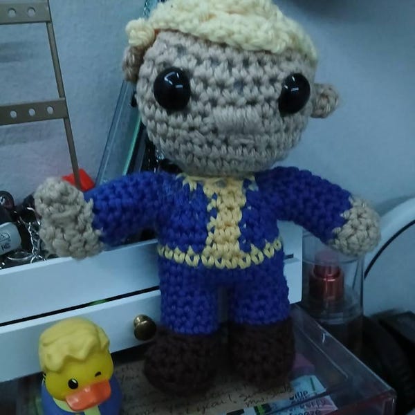 Vault Boy Crochet Pattern: Amigurumi Shelter Figure & Cola Bottle (PDF ...