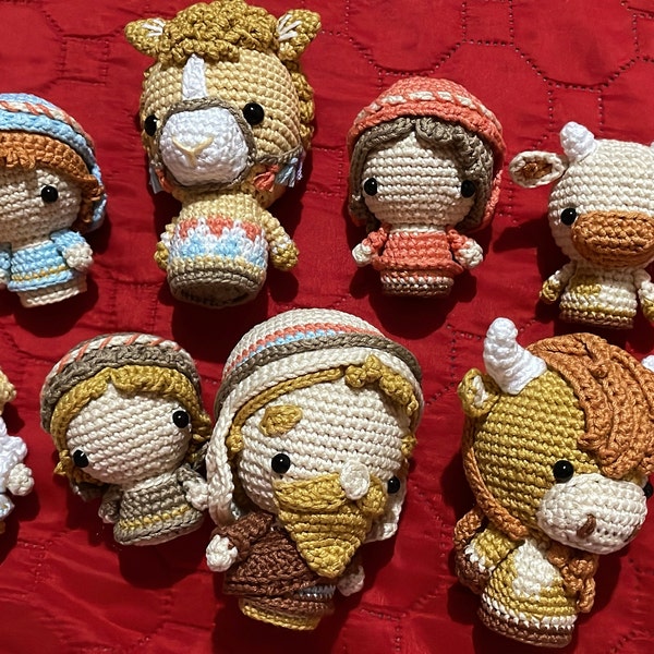 Nativity Set Crochet Pattern Shepherd Camel Angel Ox Calf Bull ...