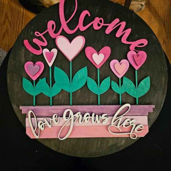 Valentine's Day Door Hangers Bundle SVG, Wood Round Signs, Glowforge ...