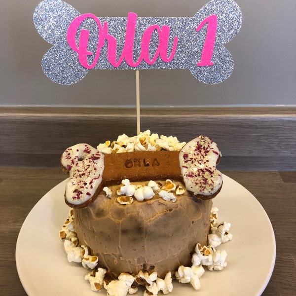 Personalized Glitter Dog Bone Cake Topper: Pet Birthday Decoration - Etsy