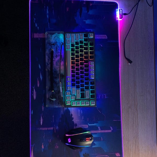 Dark Planet Gaming Desk Accessories LED RGB Keyboard Mouse Mat ...