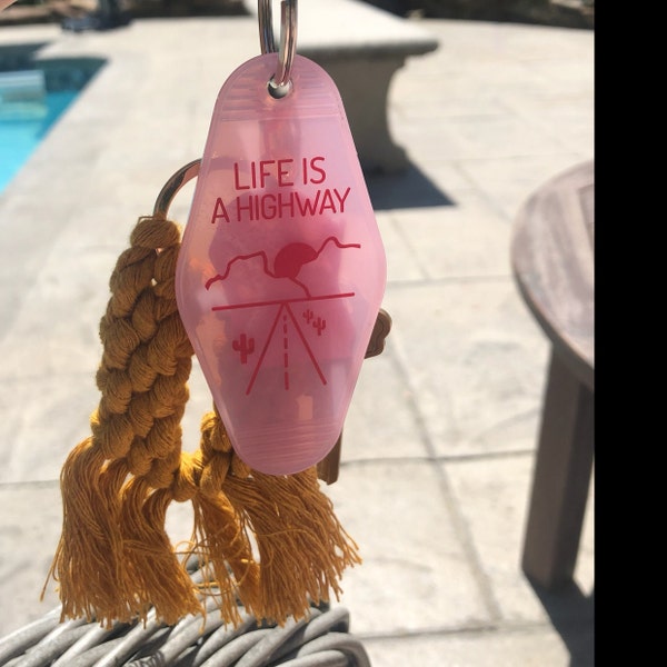 Life is A Highway Key Tag - Transparent Pink Keychain - Etsy