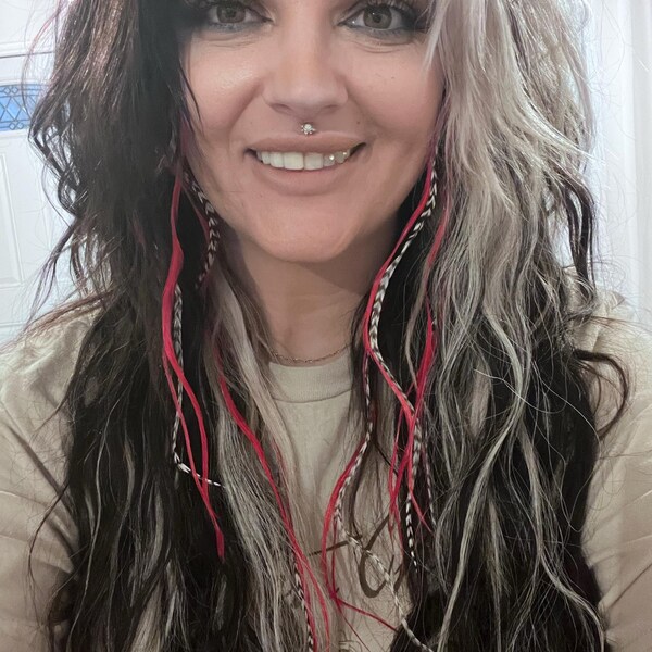 12 Grizzly Dyed Red Feather Hair Extensions, Premium Quality Whiting ...