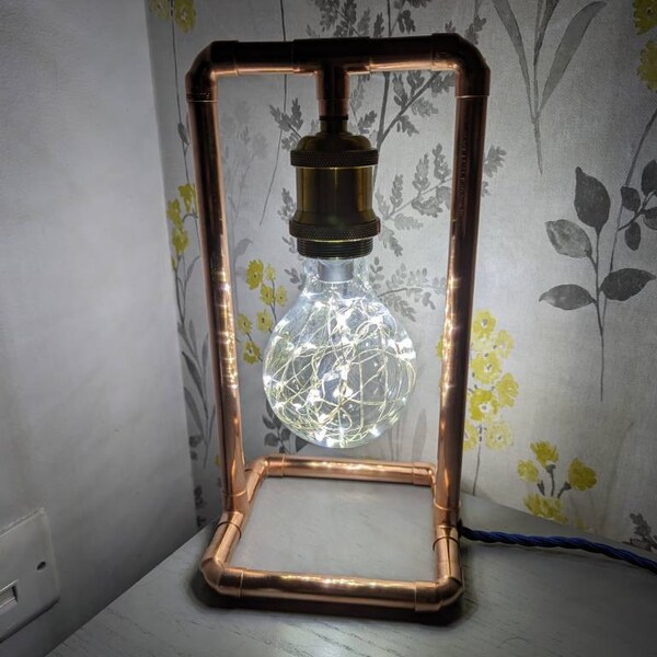 Copper Pipe Table Desk Lamp Man With Pressure Gauge Head Retro Vintage ...