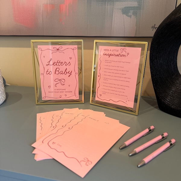Letters to Baby Printable in Red Ink – Girl Baby Shower Wishes ...