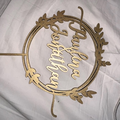 Gold Cake Topper With Names, Personalized Cake Topper, Custom Names ...
