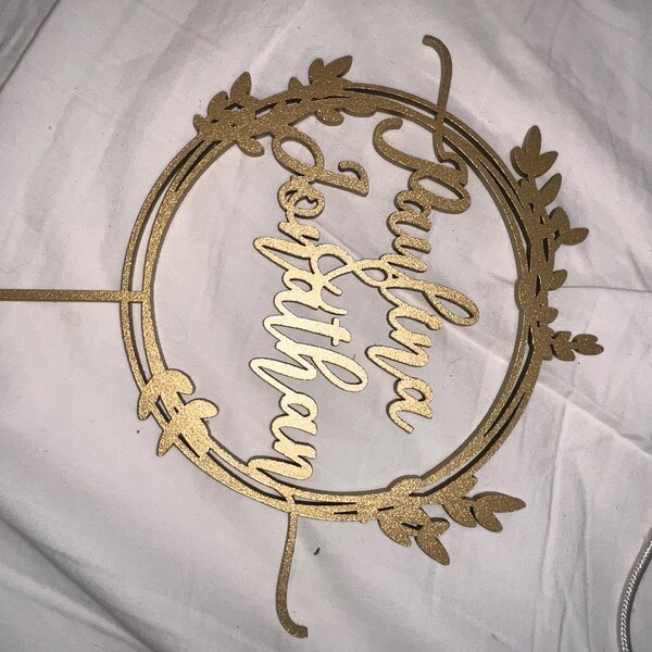 Gold Cake Topper With Names, Personalized Cake Topper, Custom Names ...