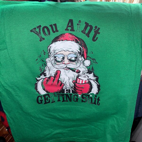Santa Middle Finger PNG You Aint Getting Shit Funny Sarcastic Christmas ...