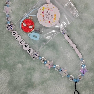 Personalised Beaded Phone Charm Mobile Strap Any Name or Text Any ...