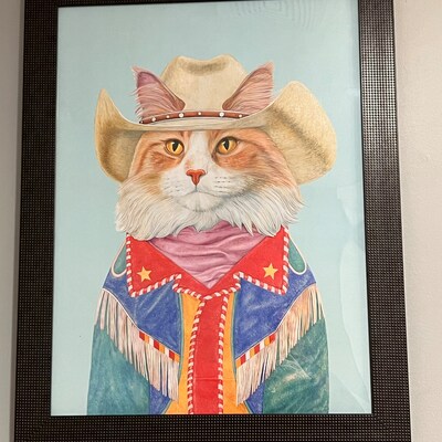 Cowboy Cats Art Print Ginger Cat Cowboys Wall Art Colorful Eclectic ...
