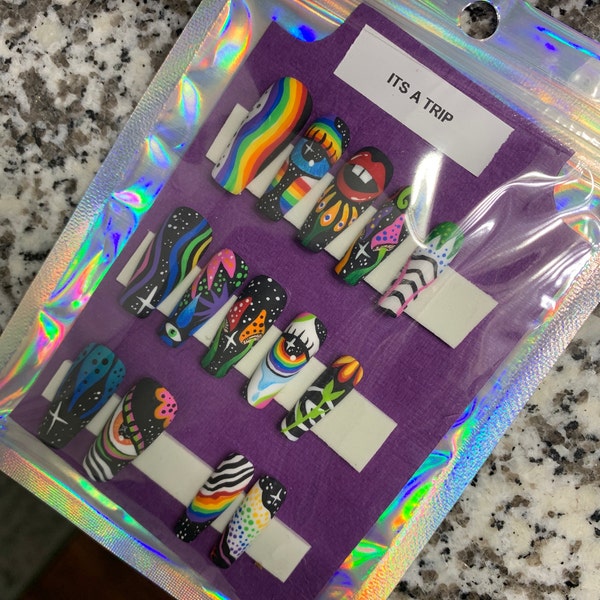 Its a Trip Hand Painted Full Press on Nail Set - Etsy