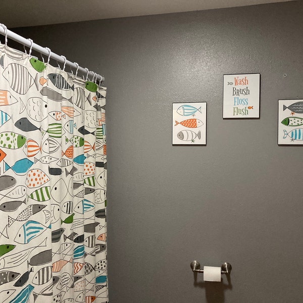 Fish Bathroom Wall Art Prints, Bathroom Rules Decor for Children's ...