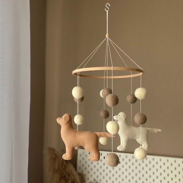 Dog Mobile for Nursery, Golden Retriever Dog Baby Mobile, Gender ...