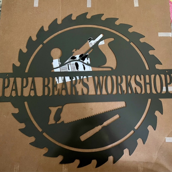 Wood Shop Sawblade Customized Monogram Metal Sign, Construction Trades ...