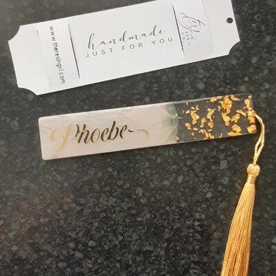 Pink and Gold Fully Customisable Bookmark With Tassel Personalised ...