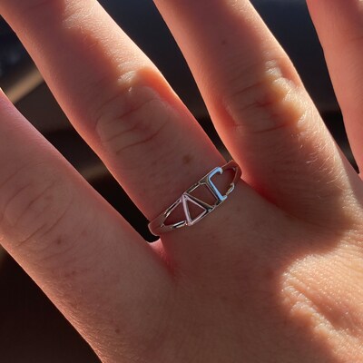 Alpha Chi Omega Sterling Silver Lyre Ring Set With Simulated - Etsy