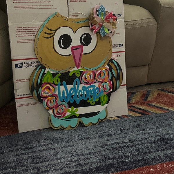 Owl Door Hanger - Owl Wreath - Spring Door Decor - Owl Sign ...