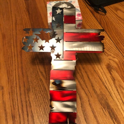 Metal Cross, American Flag, Metal American Flag, Tattered Cross ...