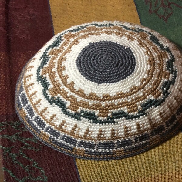 Knitted Kippah 14cm Super Patterns Design Jewish Hand Knit Yamakah ...