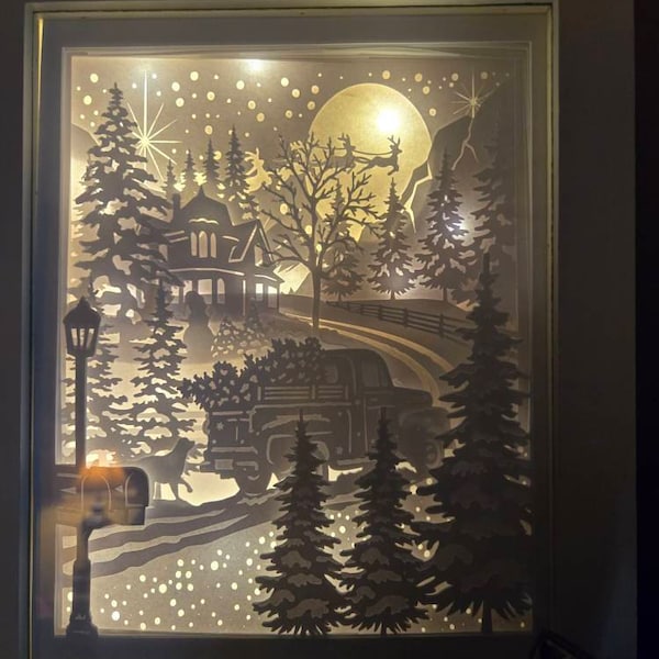 CHRISTMAS NIGHT SVG Shadow Box, Winter Forest Christmas, for Cricut ...