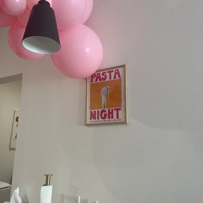 Pasta Night Poster Spaghetti Poster Food Print Modern Kitchen Decor ...