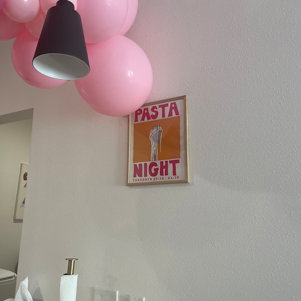 Pasta Night Poster Spaghetti Poster Food Print Modern Kitchen Decor ...