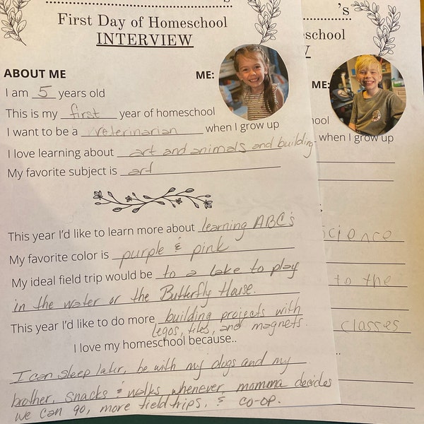 First Day of Homeschool INTERVIEW Printable - Etsy
