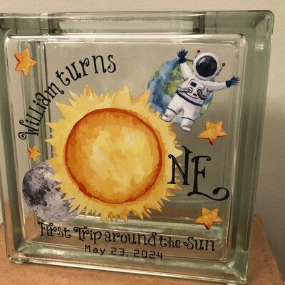 Personalized Baby Glass Block Savings Piggy Bank, New Baby Boy Gift ...