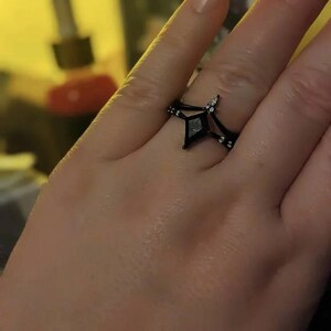 Womens Galaxy Orion Nebula Ring, Black Titanium Plated Engagement Ring ...