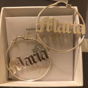 Name Hoop Earrings Silver Hoops Gold Hoop Earrings | Etsy