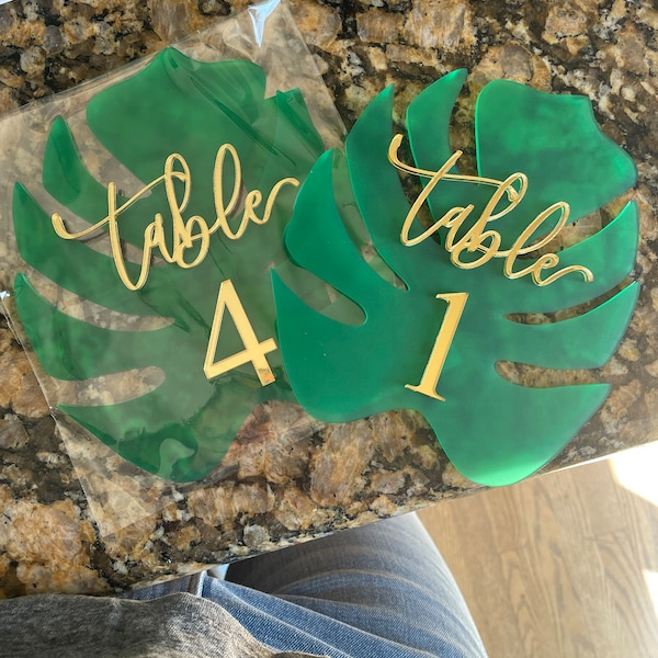 Monstera Leaf Table Number • Tropical Table Number • Hand Lettered ...