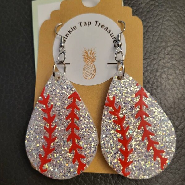 Basketball Teardrop Shaped Glitter Epoxy Earrings - Etsy