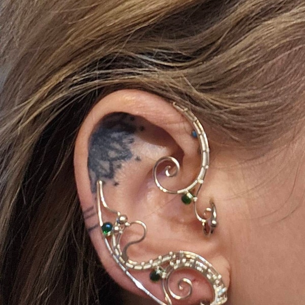 Pair of Elf Ear Dark Elf Copper Metal Ear Cuffs, Wire Ear Cuffs With ...