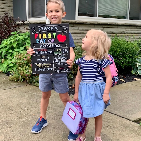 2-in-1 Reusable Back to School Sign, First & Last Day of School Sign ...