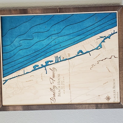 Custom Coastal 3D Wood Map, Custom Beach House Map, Choose Your Custom ...