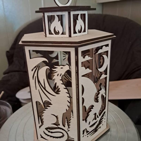 Dragon's Breath Lantern: Detailed Laser-cut Artwork, Mystical 3D ...